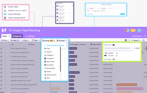 Online Spreadsheet & Database Solution for Business | Retable